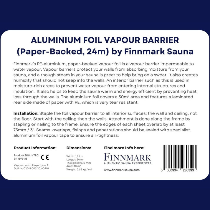Aluminium Foil Vapour Barrier (Paper-Backed, 24m) by Finnmark Sauna ...