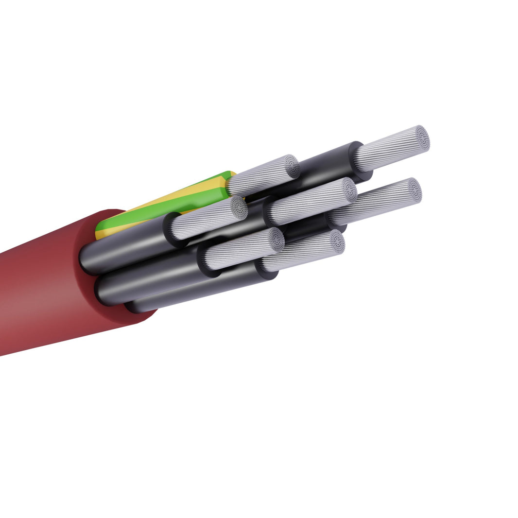 SiHF 7 Core Heat Resistant Rubber Cable - Red/Brown Cut to Size Per Me