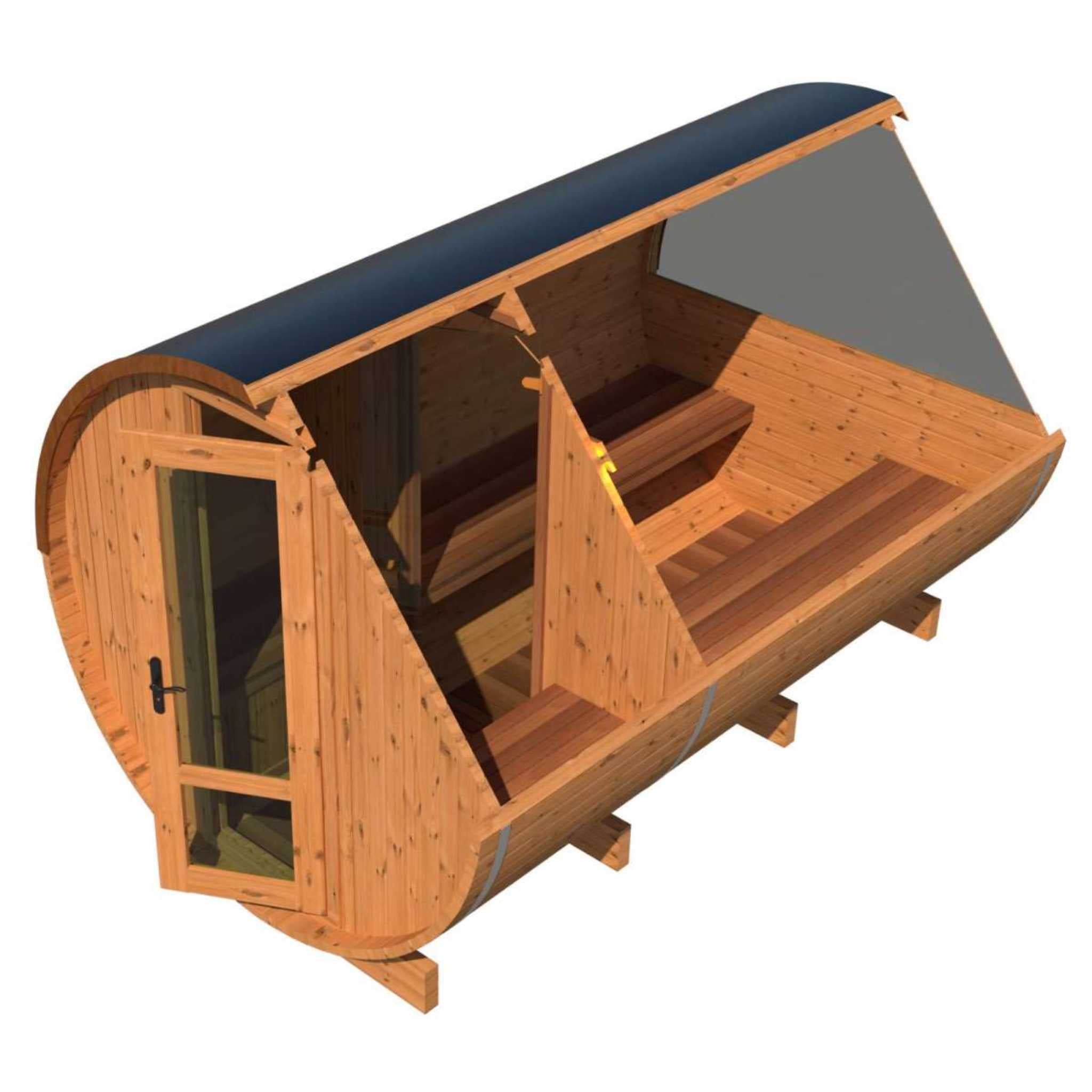 Thermo Wood Barrel Sauna - Regular with Changing Room | Finnmark Sauna